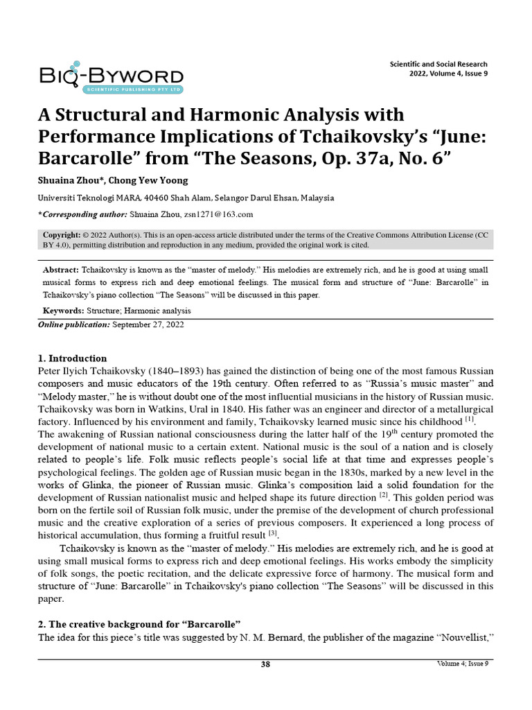 A Structural and Harmonic Analysis With Performanc | PDF | Pyotr Ilyich Tchaikovsky | Harmony