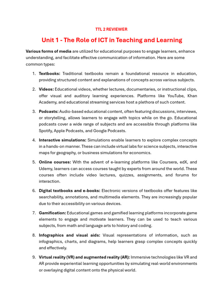TTL Reviewer | PDF | Educational Technology | Learning