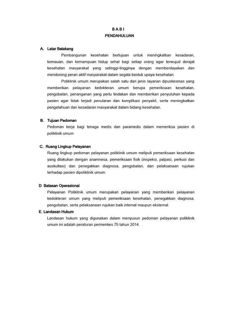 Pedoman Pelayanan Poliklinik Umum | PDF Pedoman Pelayanan Poliklinik Umum | PDF
