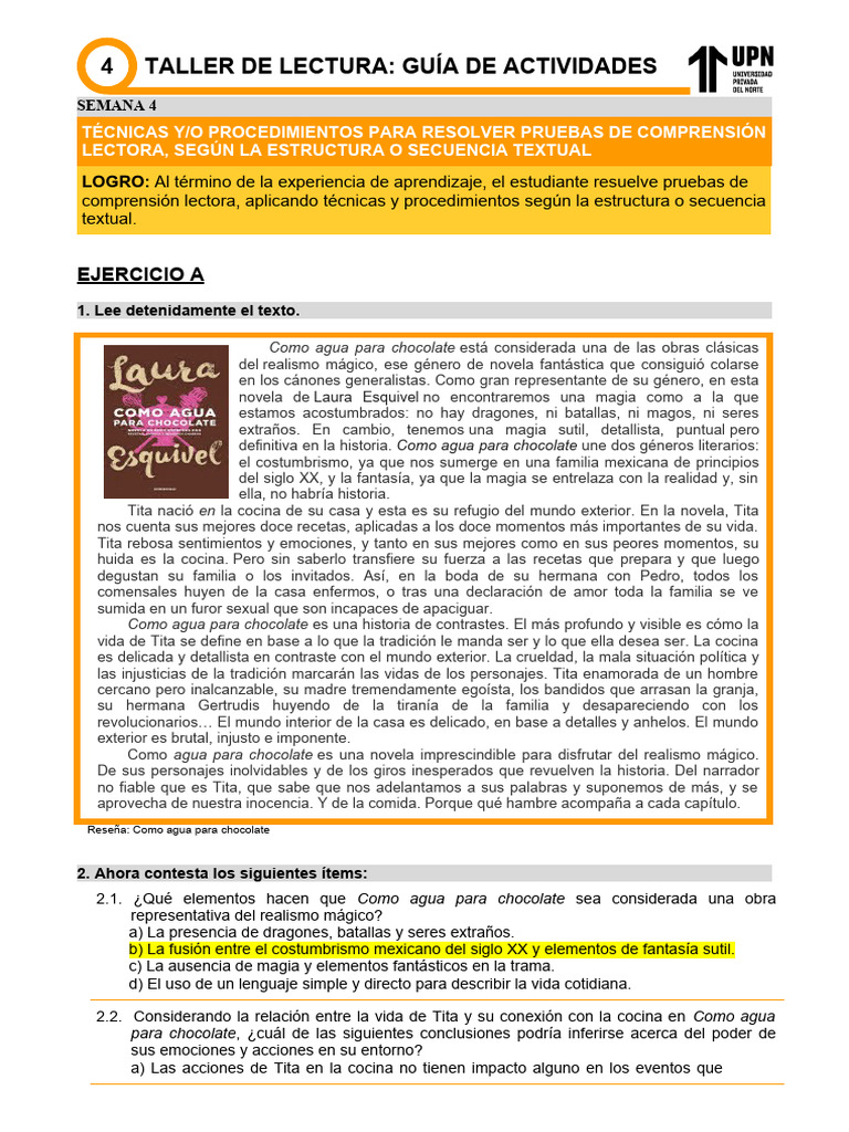Taller de Comprensión Lectora y Recetas | PDF | Chocolate