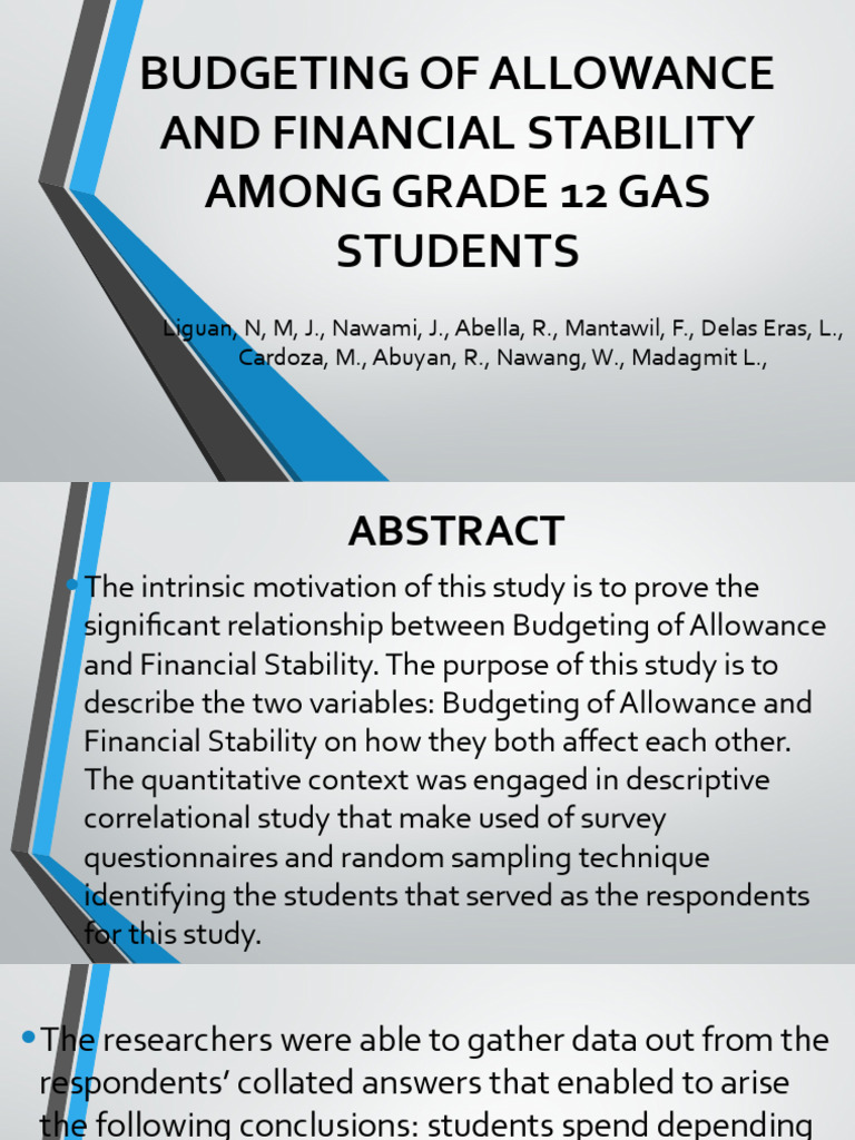 Budgeting of Allowance and Financial Stability Among Grade | PDF ...