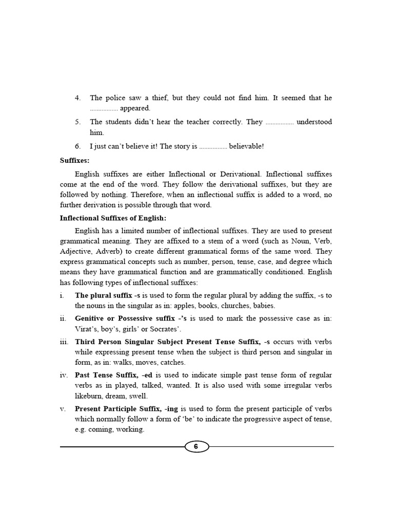 Suffixes | PDF | Grammatical Number | Verb
