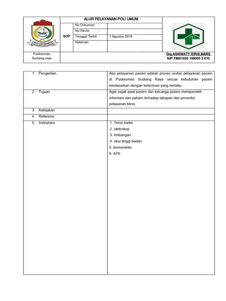 Sop Pelayanan Poli Umum | PDF