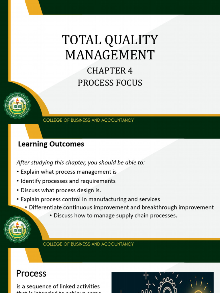 TQM Chapter 4 Process Focus | PDF | Supply Chain | Business Process Management