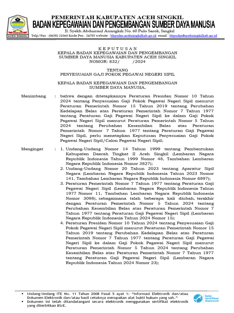 Draf SK Inpassing PNS Tahun 2024 SDN Mukti Lincir | PDF