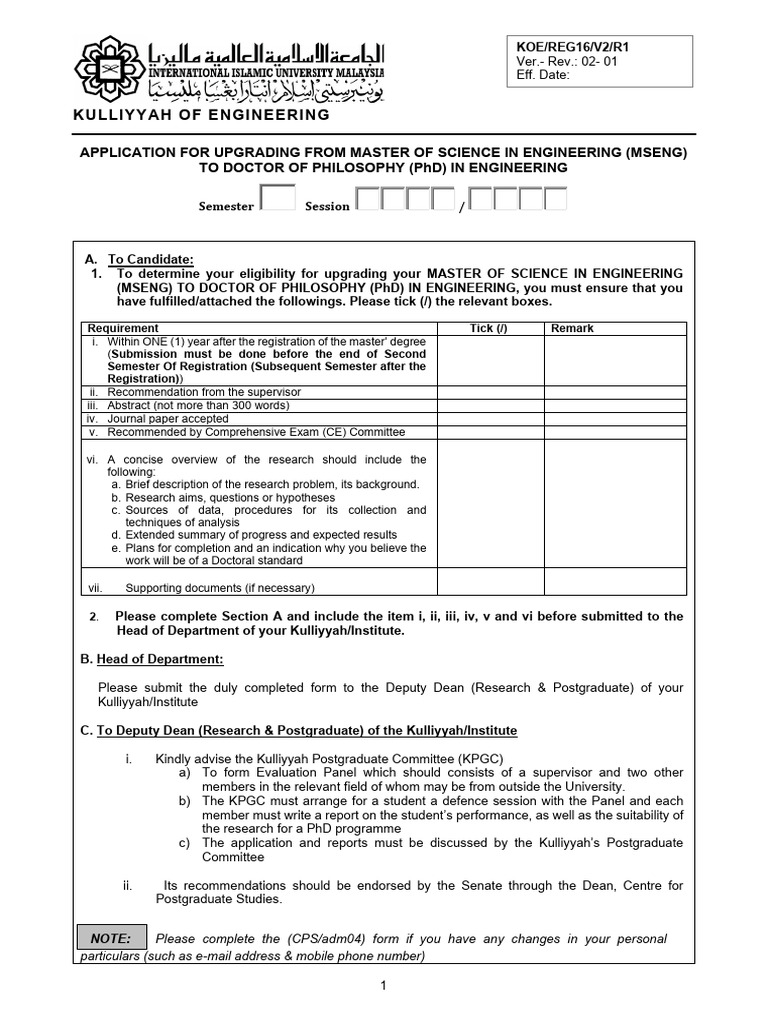 PhD Upgrade Application Guide | PDF | Doctor Of Philosophy ...