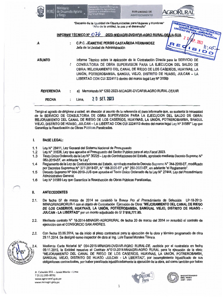 INFORME+TECNICO- AGRO RURAL | PDF | Esfera pública | Política