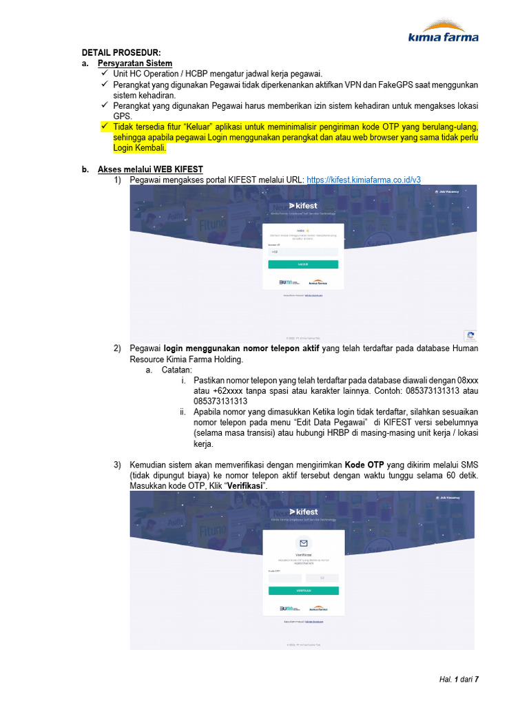 Update Sop Tata Kelola Penggunaan Sistem Kehadiran KF Group 2023 | PDF