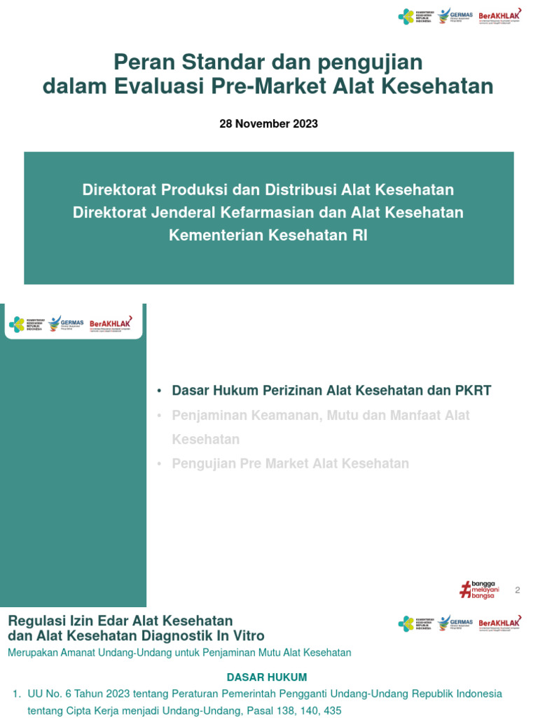 V3 - Peran Standar Dan Pengujian Dalam Evaluasi Pre Market Alkes | PDF