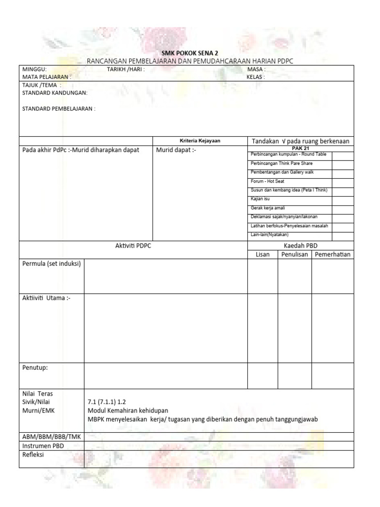 RPH Kosong Utk Tulis Tangan | PDF