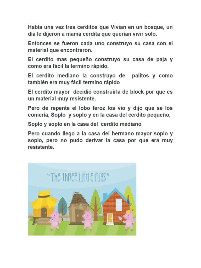 Cuento Los Tres Cerditos Pdf