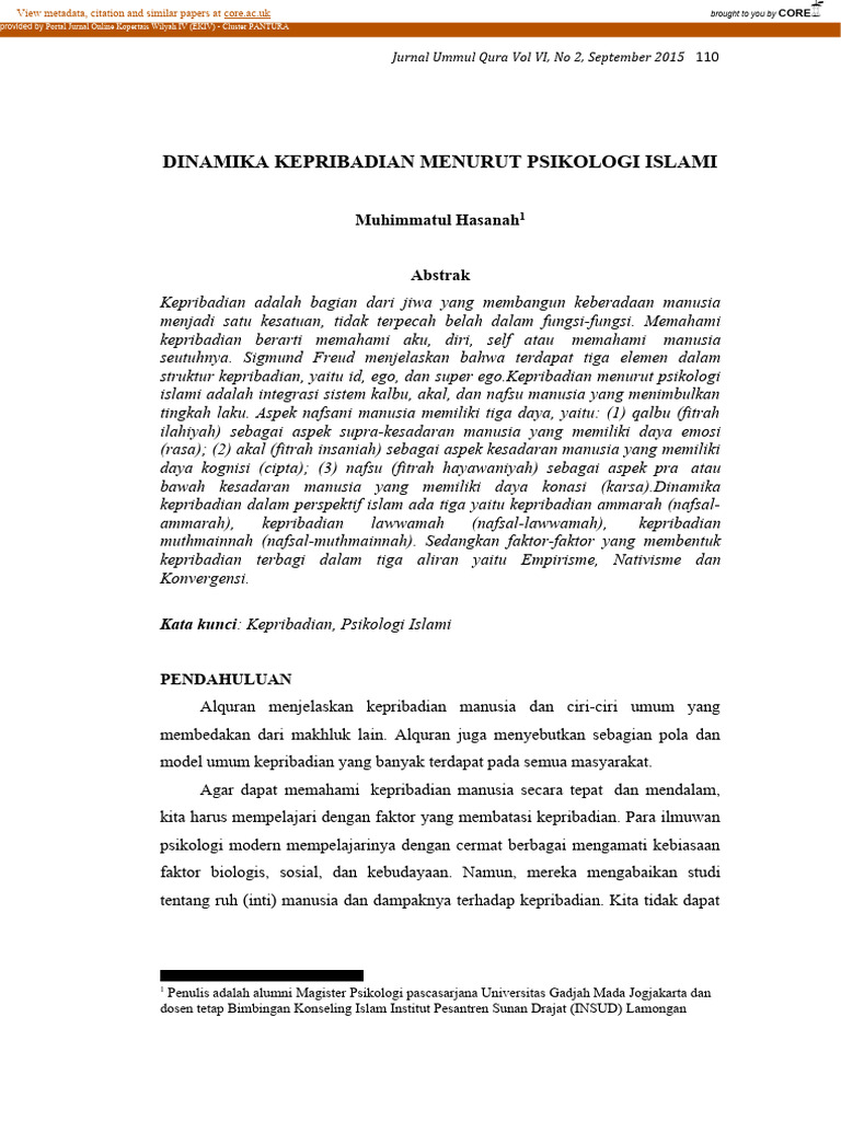 Artikel Kepribadian Dalam Psikologi Agama | PDF