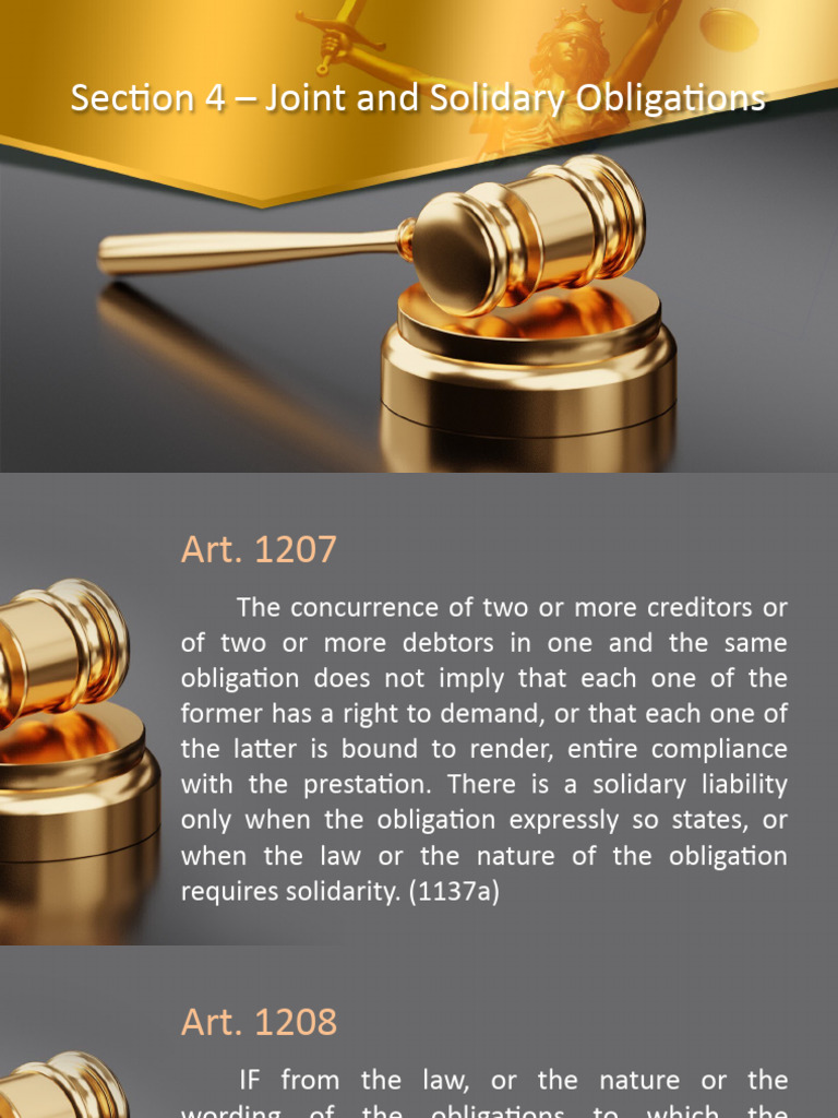 Section 4 Joint and Solidary Obligations | PDF | Debtor | Justice