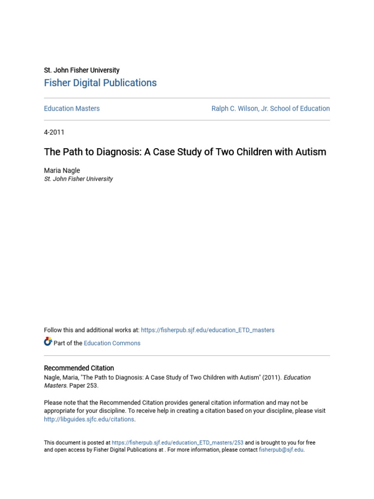 The Path To Diagnosis - A Case Study of Two Children With Autism | PDF | Autism Spectrum ...