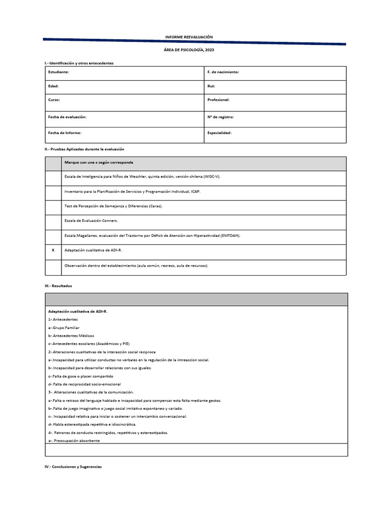 Informe Adi R | Descargar gratis PDF | Espectro autista | Trastorno mental