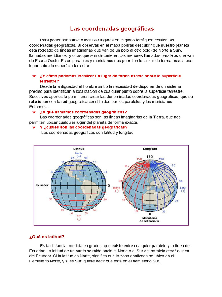 Introducción a las Coordenadas Geográficas | PDF | Latitud | Longitud