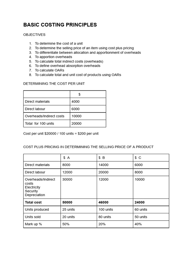 Basic Costing Principles | PDF | Cost | Financial Accounting