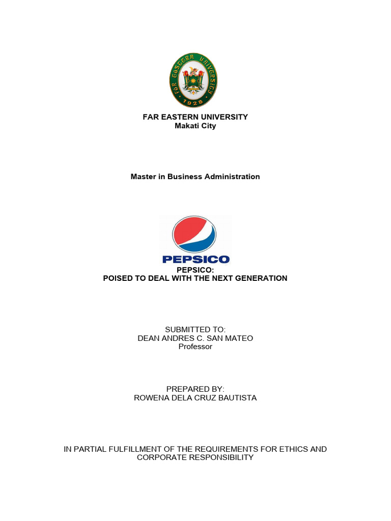 PepsiCo Report | Download Free PDF | Pepsi Co | Pepsi