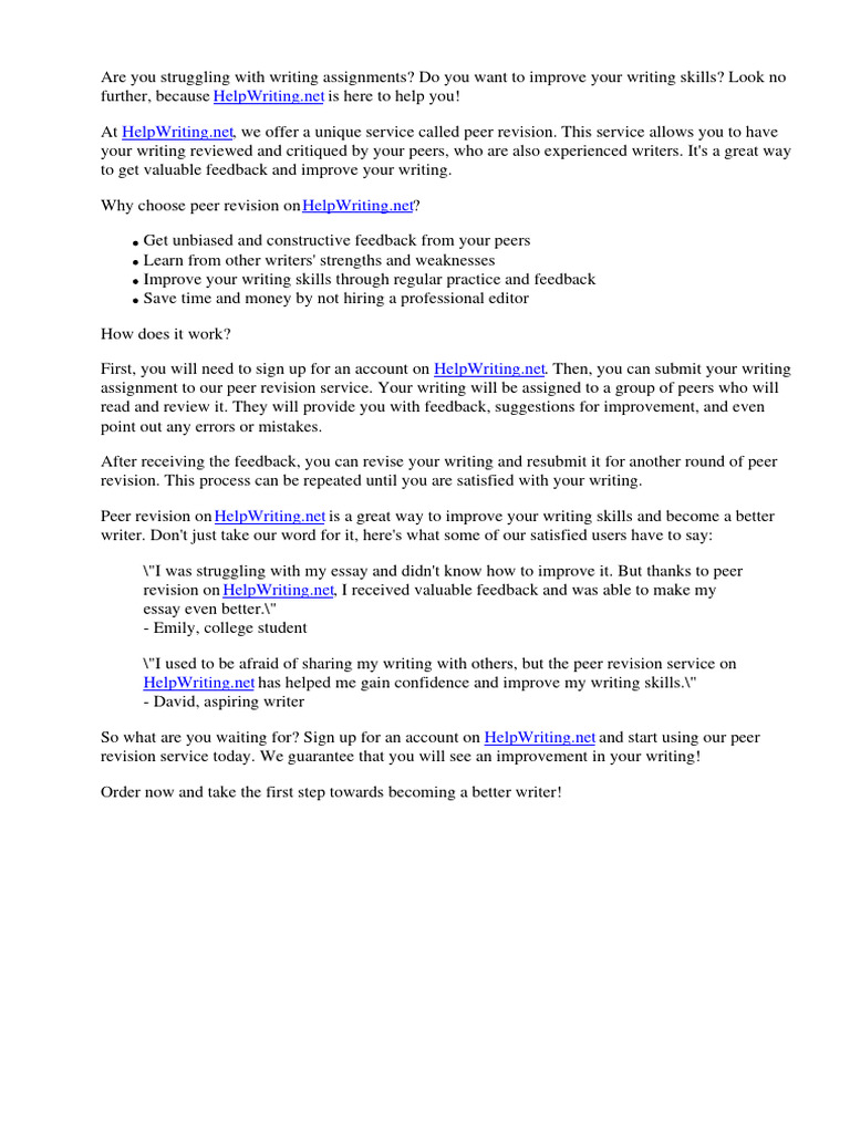 Peer Revision | PDF | Lesson Plan | Metacognition