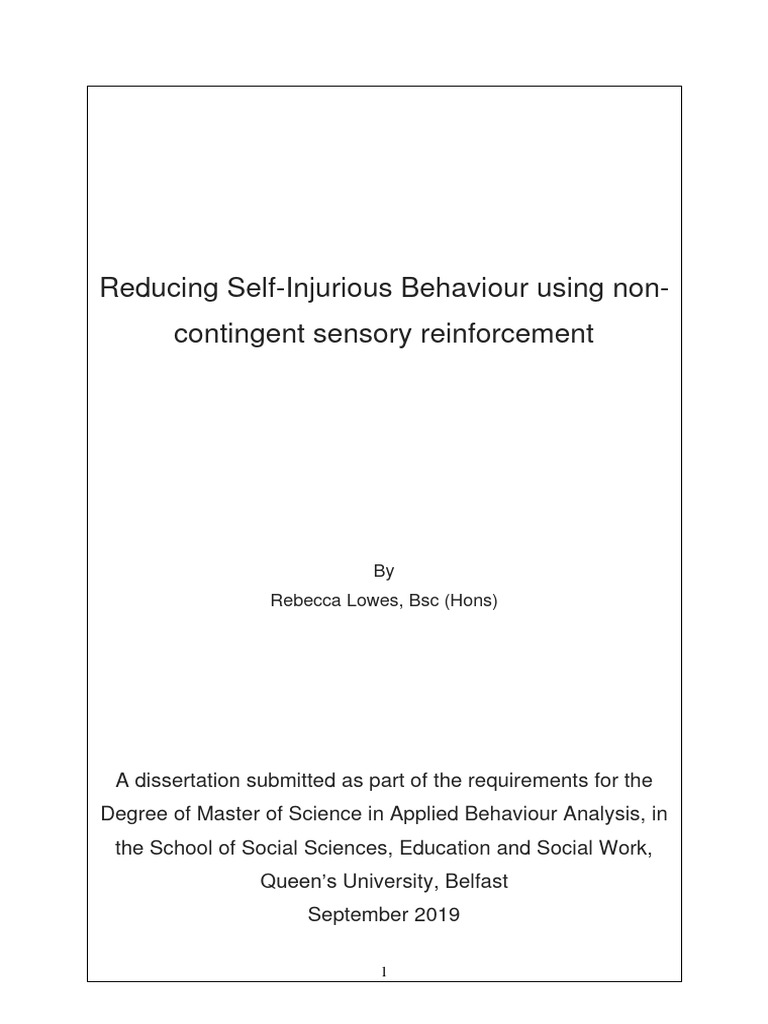 Reducing SIB Using Non Contingent Sensory Reinforcement | PDF | Autism ...
