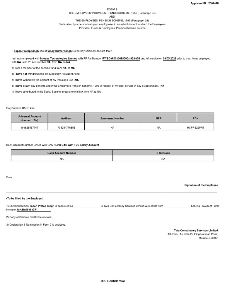Form 9 | PDF | Pension | Retirement