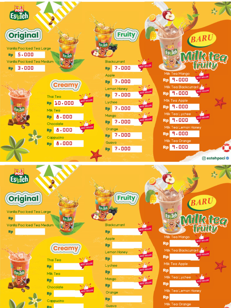 Fruit Tea Menu Options | PDF