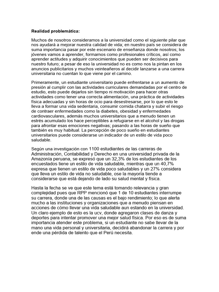 Realidad Problemática | PDF | Comida chatarra