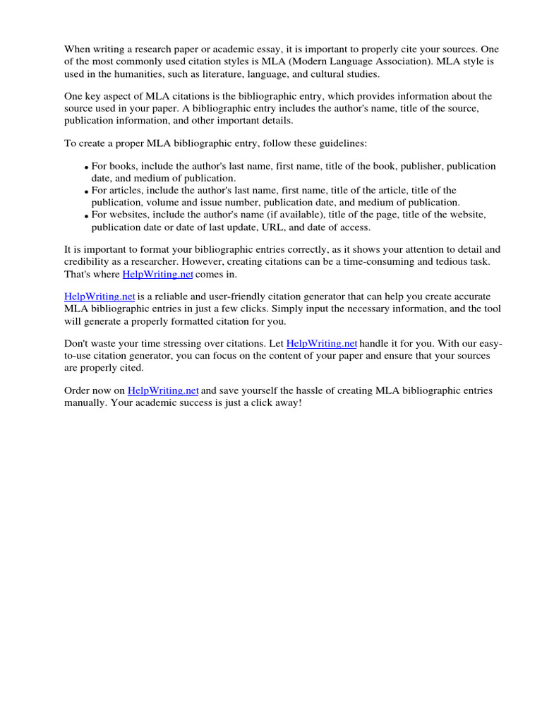 Mla Bibliographic Entry | PDF | Citation | Apa Style