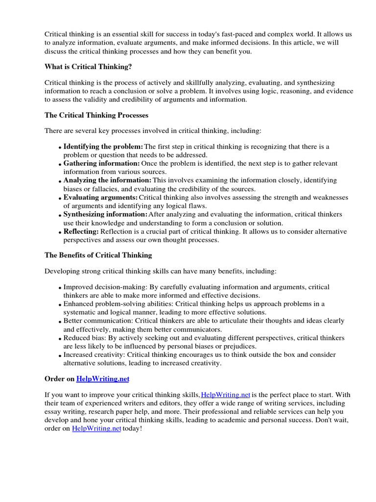 Critical Thinking Processes | PDF | Critical Thinking | Thought