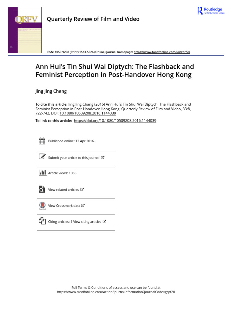 Ann Hui S Tin Shui Wai Diptych The Flashback and Feminist Perception in Post Handover Hong Kong ...