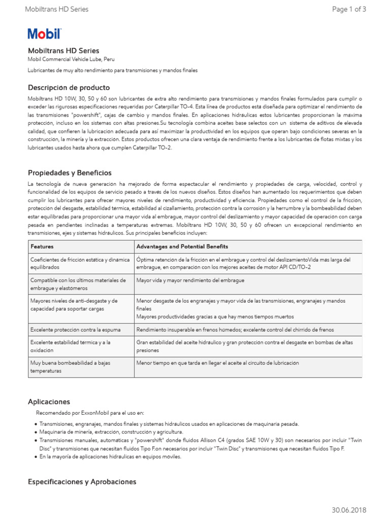 Mobil HD | PDF | Lubricante | Embrague