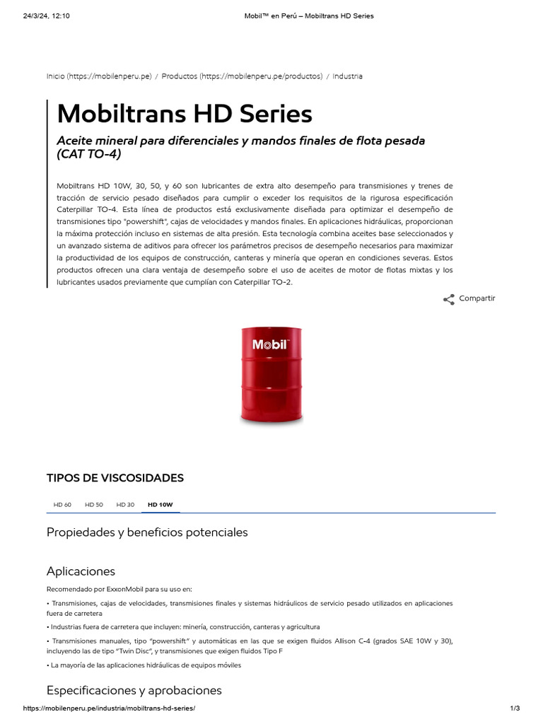 Mobil HD Trans | PDF | Lubricante