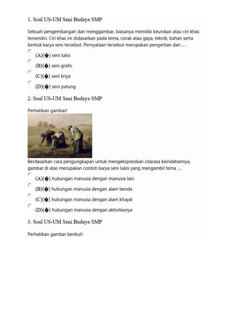 Kisi Kisi Soal Seni Budaya SMP Kelas 9 | PDF