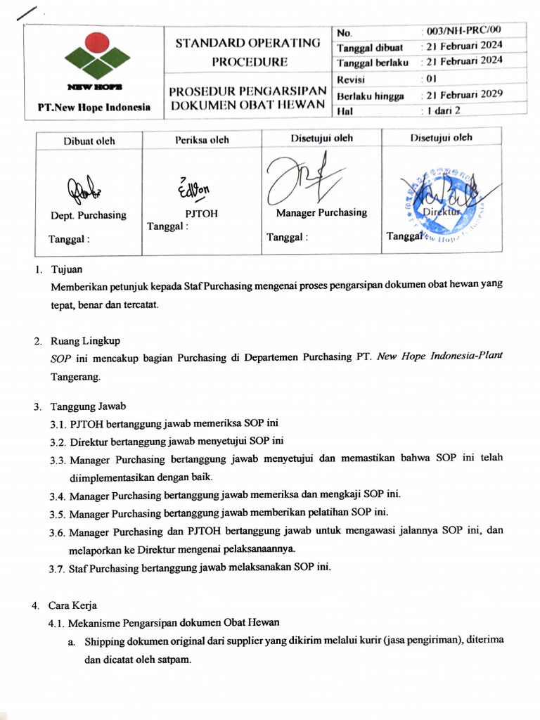 Sop Pengarsipan Ob | PDF