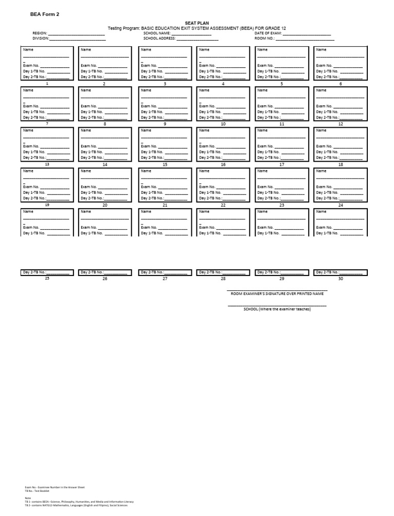 BEA Form 2 | PDF | Schools | Educational Assessment And Evaluation
