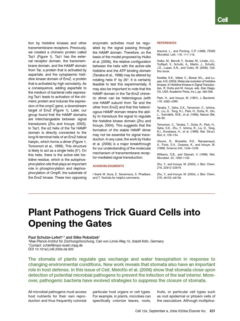 Plant Pathogens Trick Guard Cells Into Opening The Gates: References ...