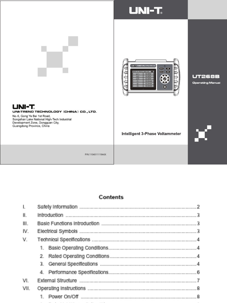 UT268B Digital 3-Phase Voltammeter Guide | PDF | Ac Power | Phase (Waves)