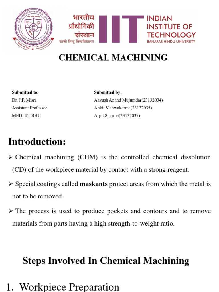 Overview of Chemical Machining Process | PDF | Metalworking | Applied ...