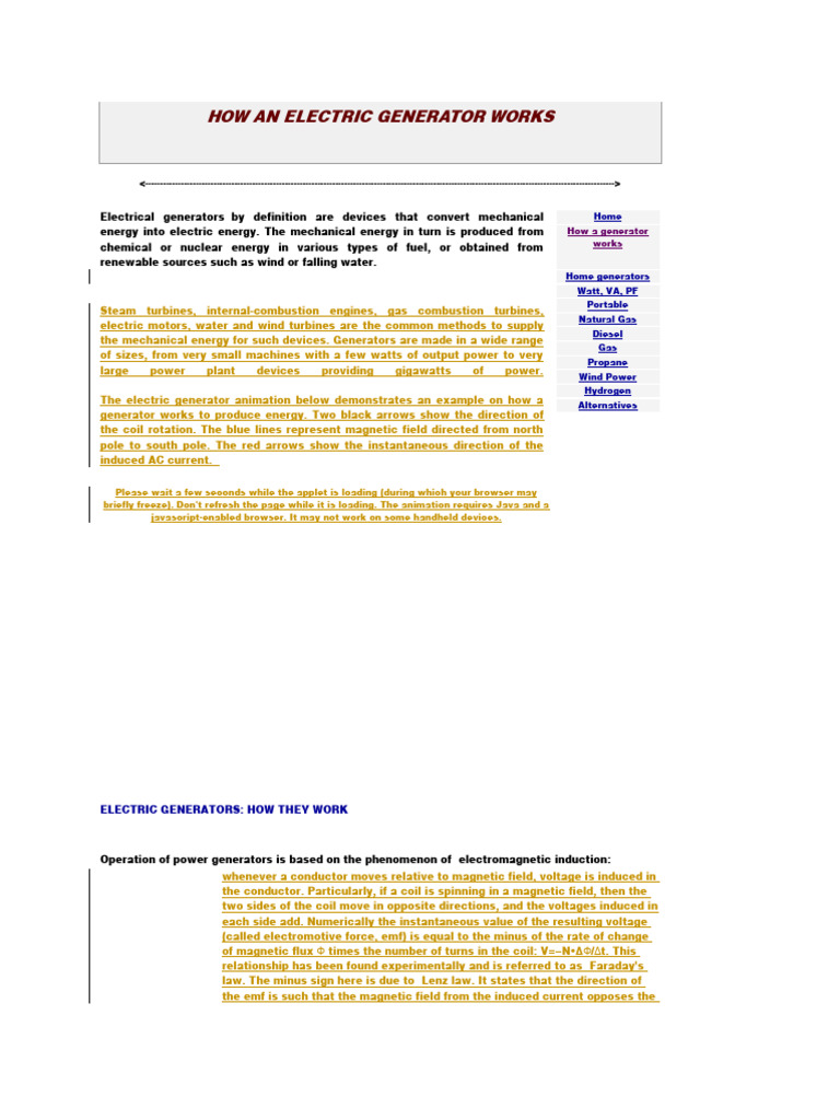 Generator Pdf Electric Generator Inductor