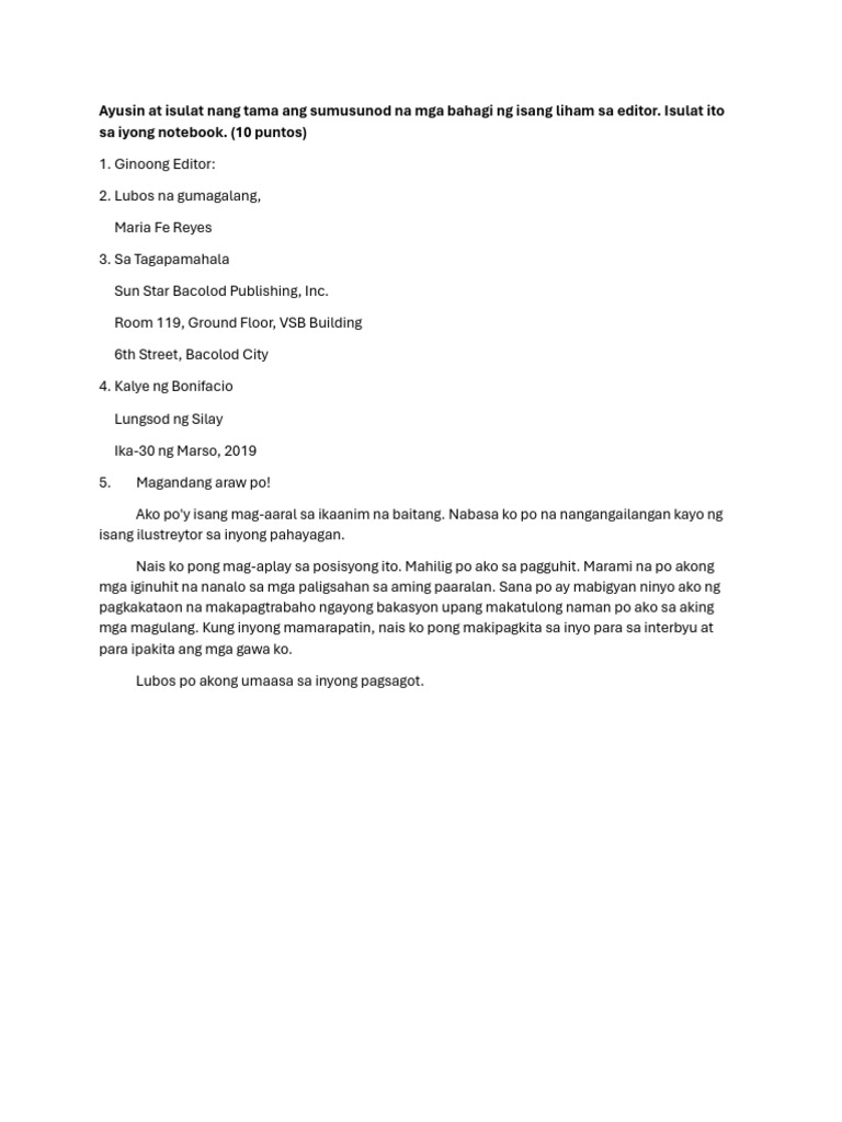 Pagsulat NG Liham Sa Editor | PDF