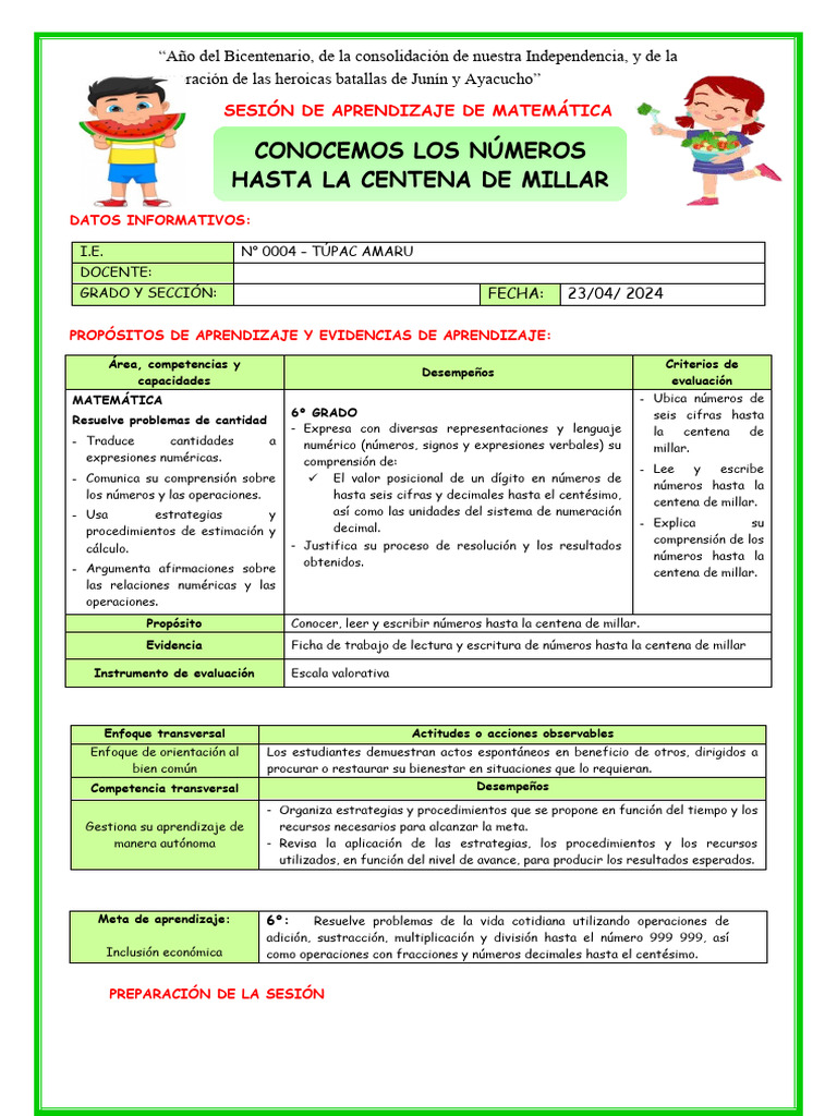 Matemáticas: Números hasta 999,999 | PDF | Decimal | Evaluación