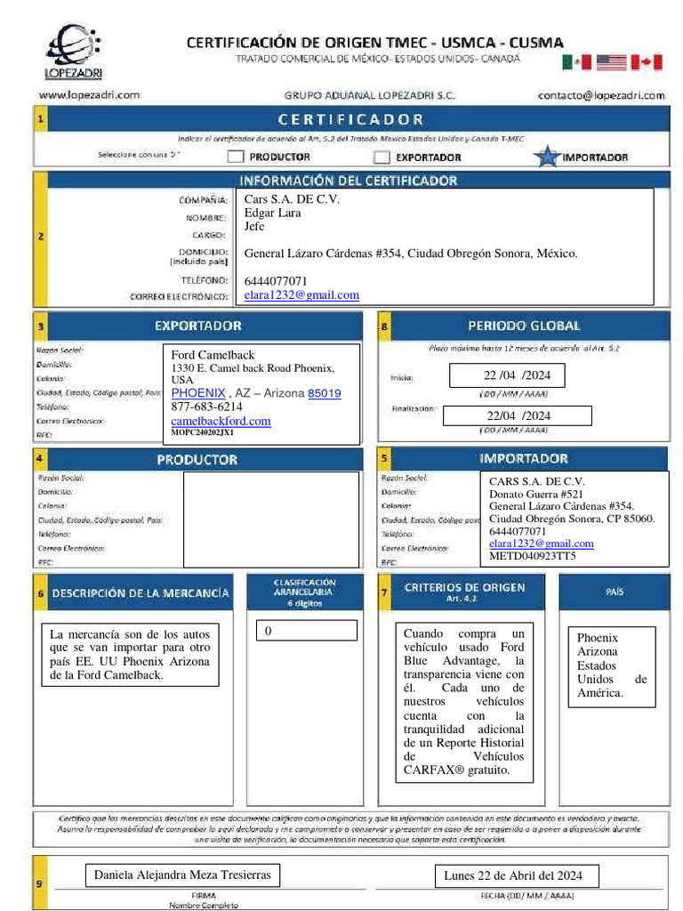 TMEC Certificacion LOPEZADRI | PDF