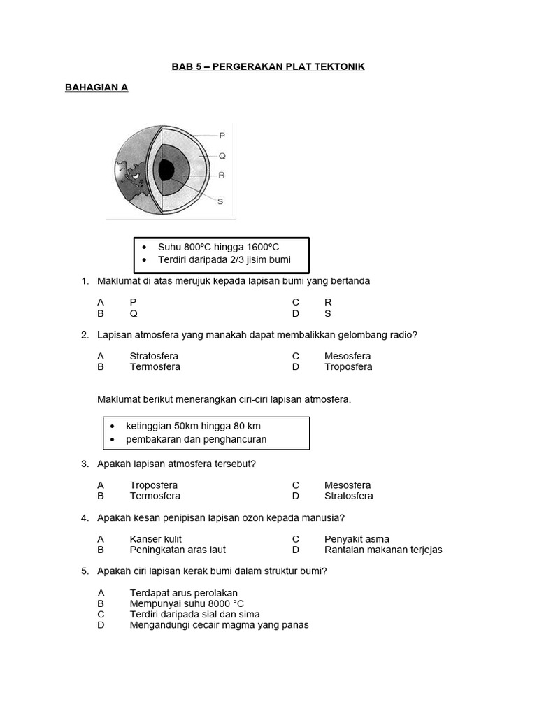 A. Set 1 - Latihan (Bab 5 - Pergerakan Plat Tektonik) | PDF