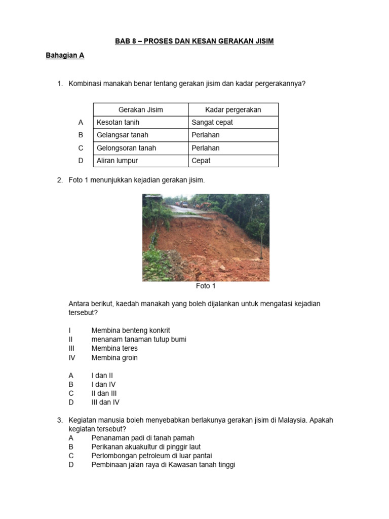 A. Set 3 - Latihan (Bab 8 - Proses Dan Kesan Gerakan Jisim) | PDF