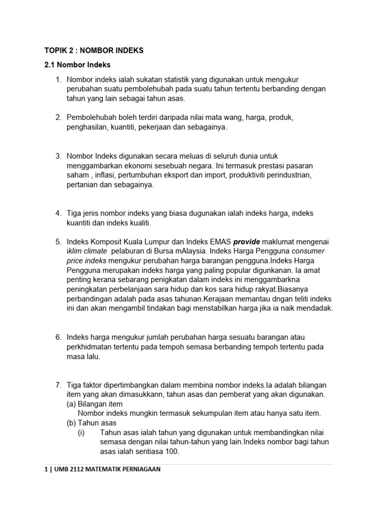 NOMBOR INDEKS | PDF