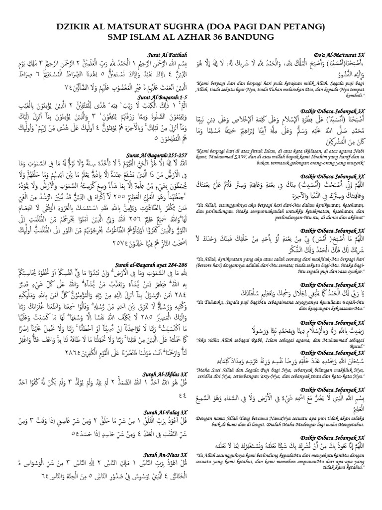 Dzikir Al Matsurat Smpia 36 | PDF