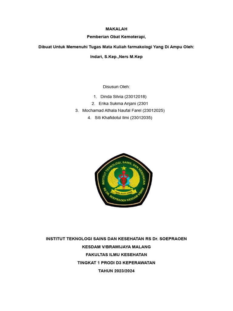 Pemberian Obat Kemoterapi pada Kanker | PDF