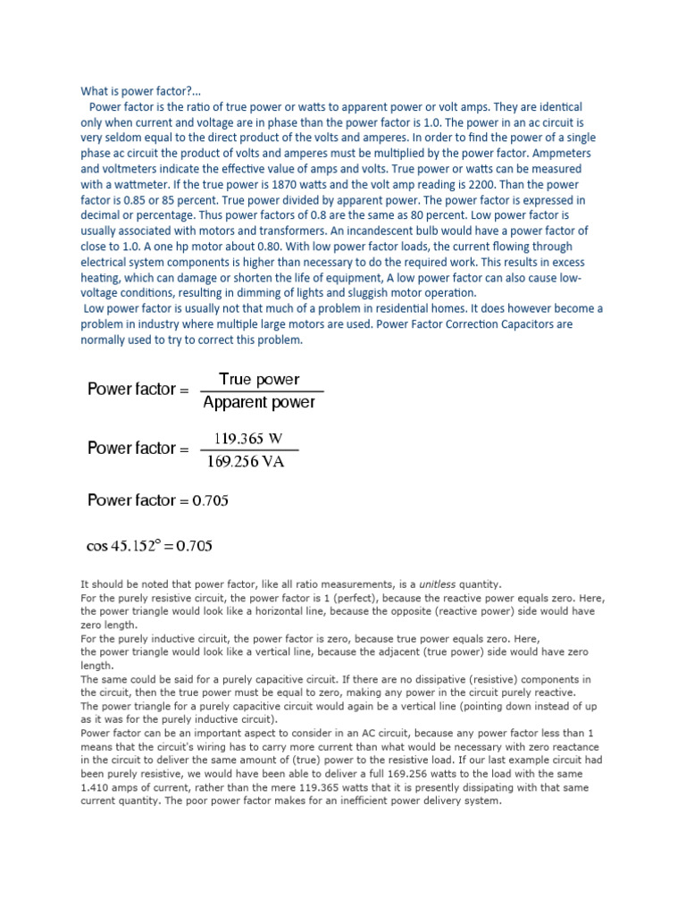 Power Factor | PDF | Electric Power | Capacitor