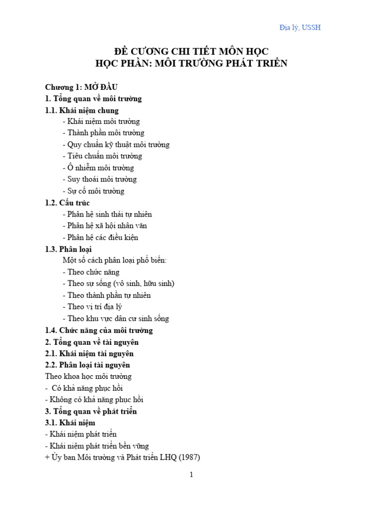 De Cuong Chi Tiet Moi Truong Phat Trien-2021 | PDF