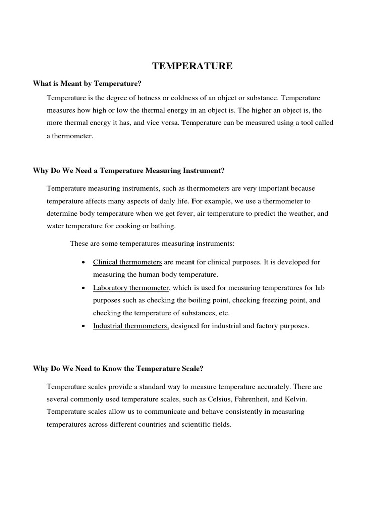 Understanding Temperature Measurement Pdf Fahrenheit Temperature